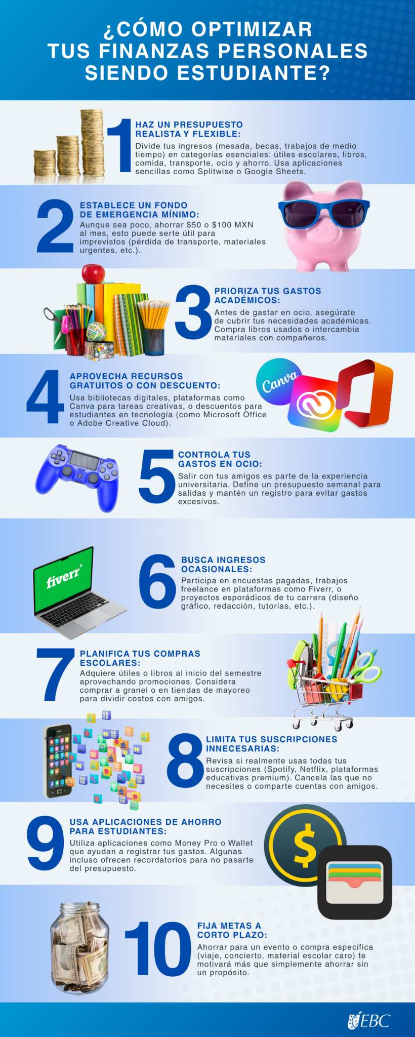 Infografía: ¿cómo optimizar tus finanzas personales siendo estudiante? - Escuela Bancaria y ...